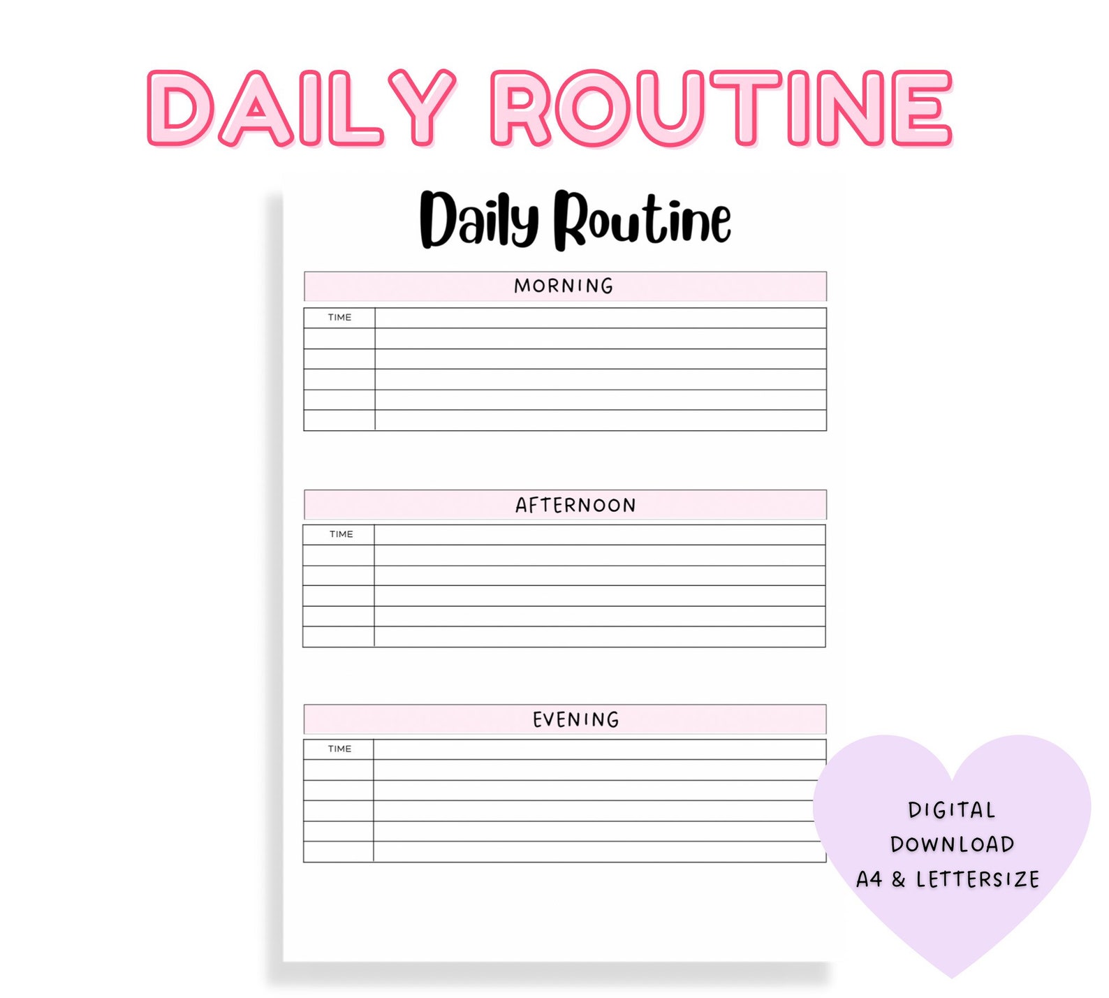 Daily Routine Printable, Daily Routine Tracker, Morning Routine Planner ...