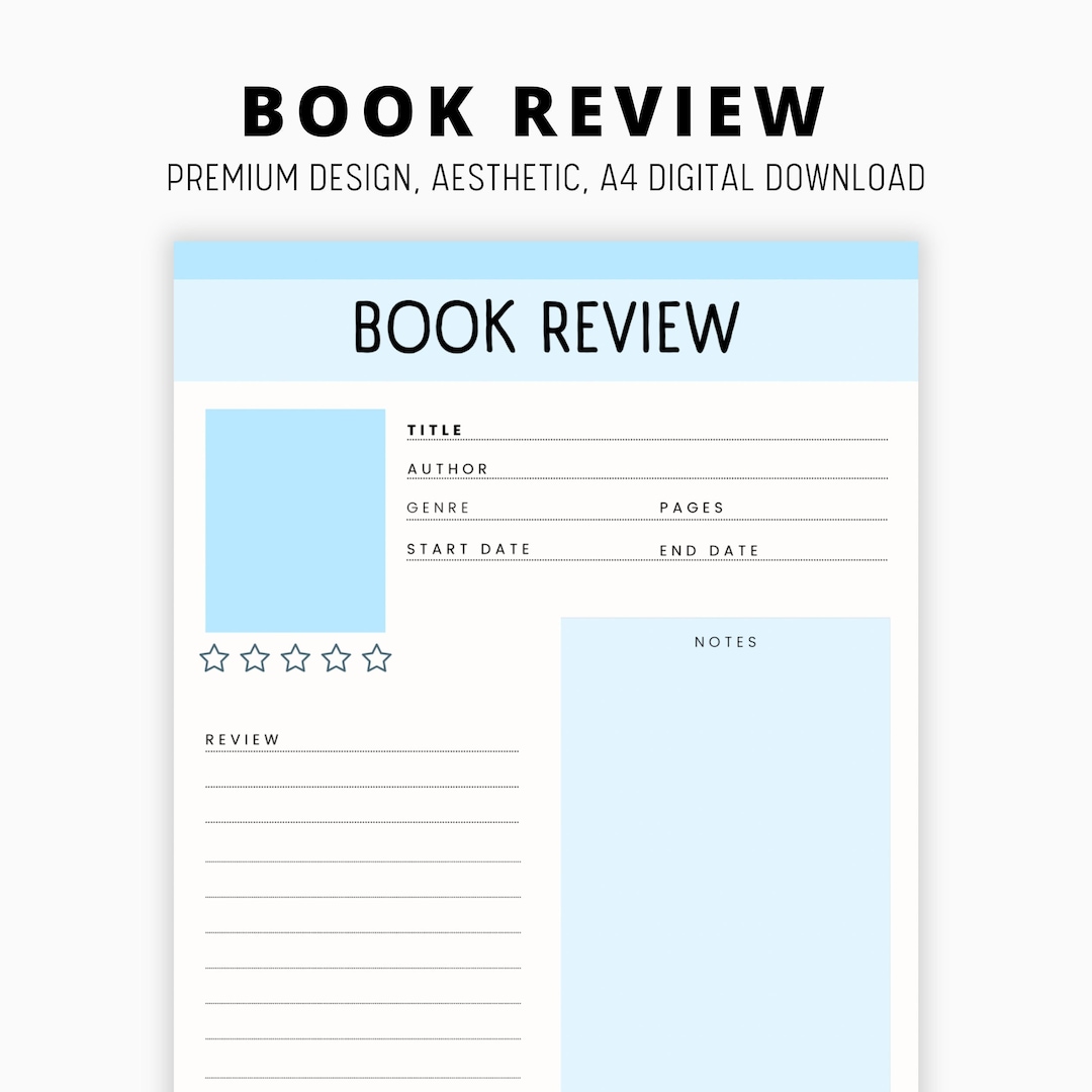 Book Review Template, Printable Reading Journal, Book Review Planner ...