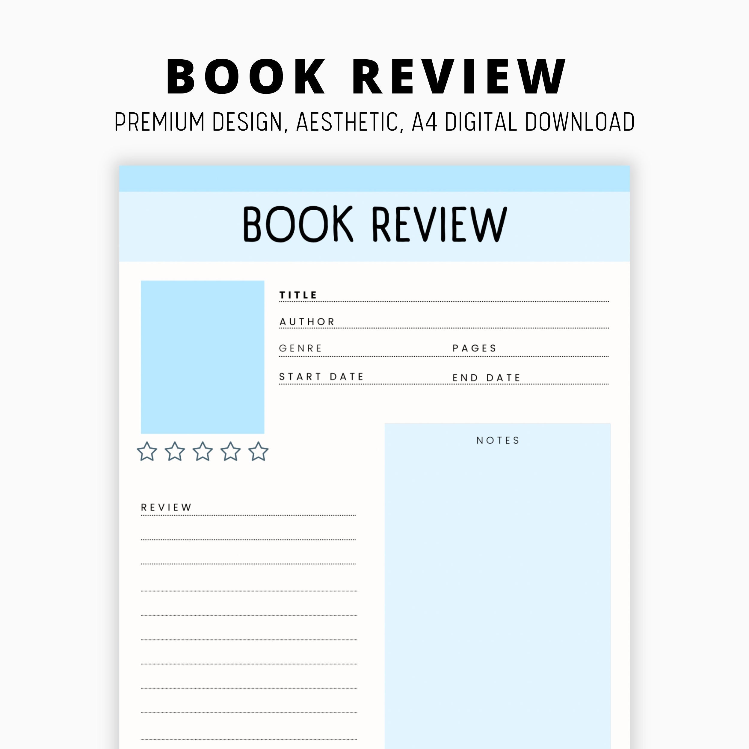 Book Review Template, Printable Reading Journal, Book Review Planner ...