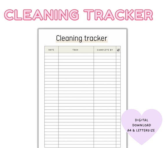 Cleaning Checklist Printable Cleaning Tracker Deep Cleaning - Etsy