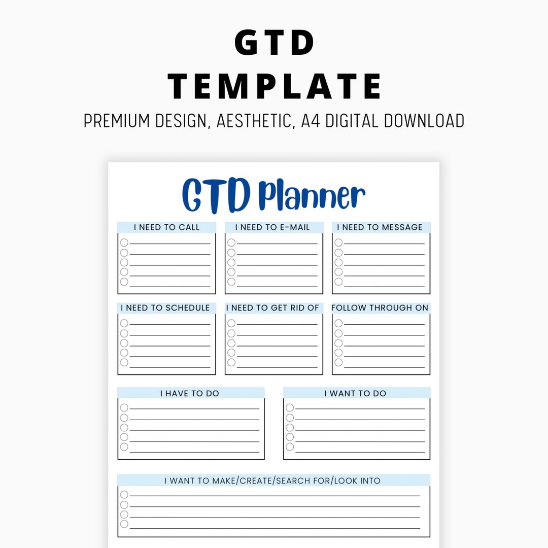 GTD Template, Gtd Planner, Adhd Task Organizer, GTD System, Getting ...