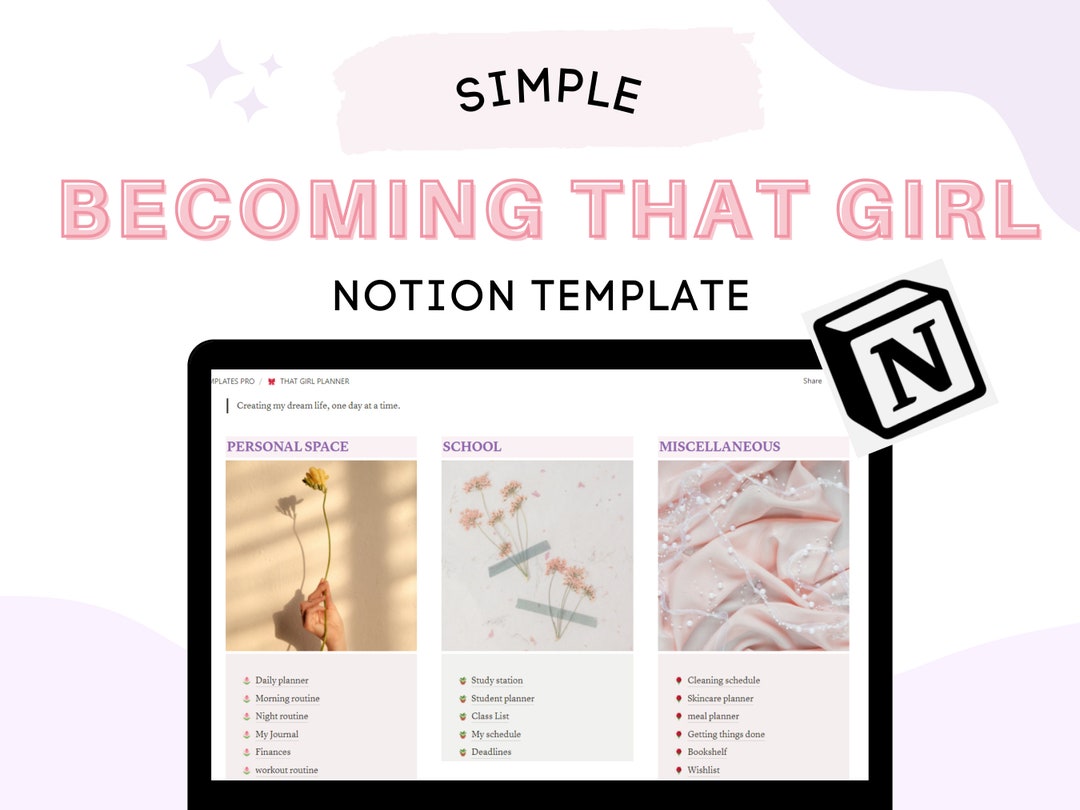 That Girl Notion Template, Coquette Notion Adhd, Notion All in One ...