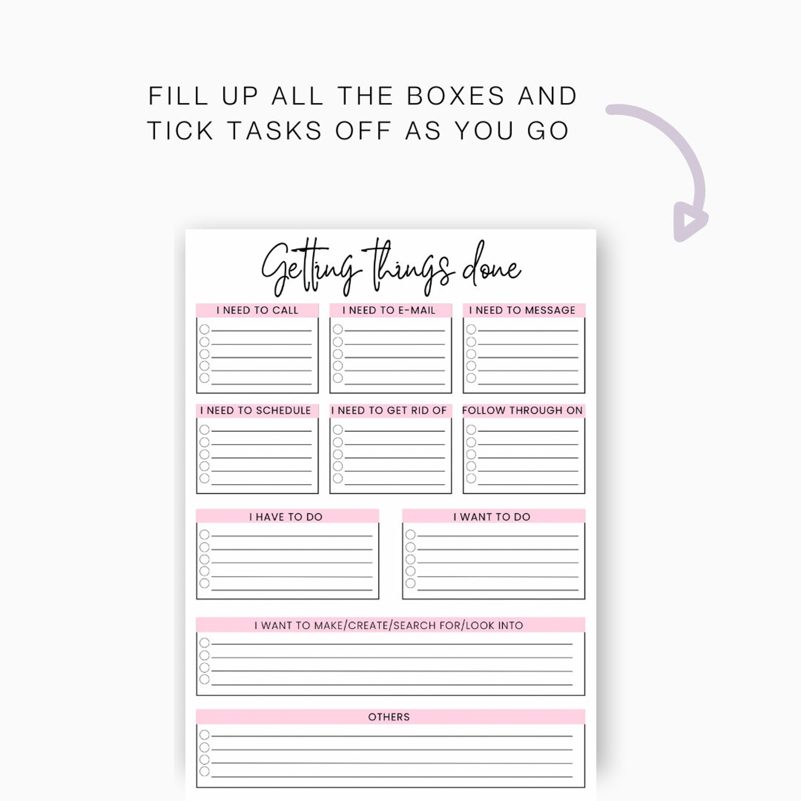 GTD Template, Gtd Planner, Adhd Task Organizer, GTD System, Getting ...