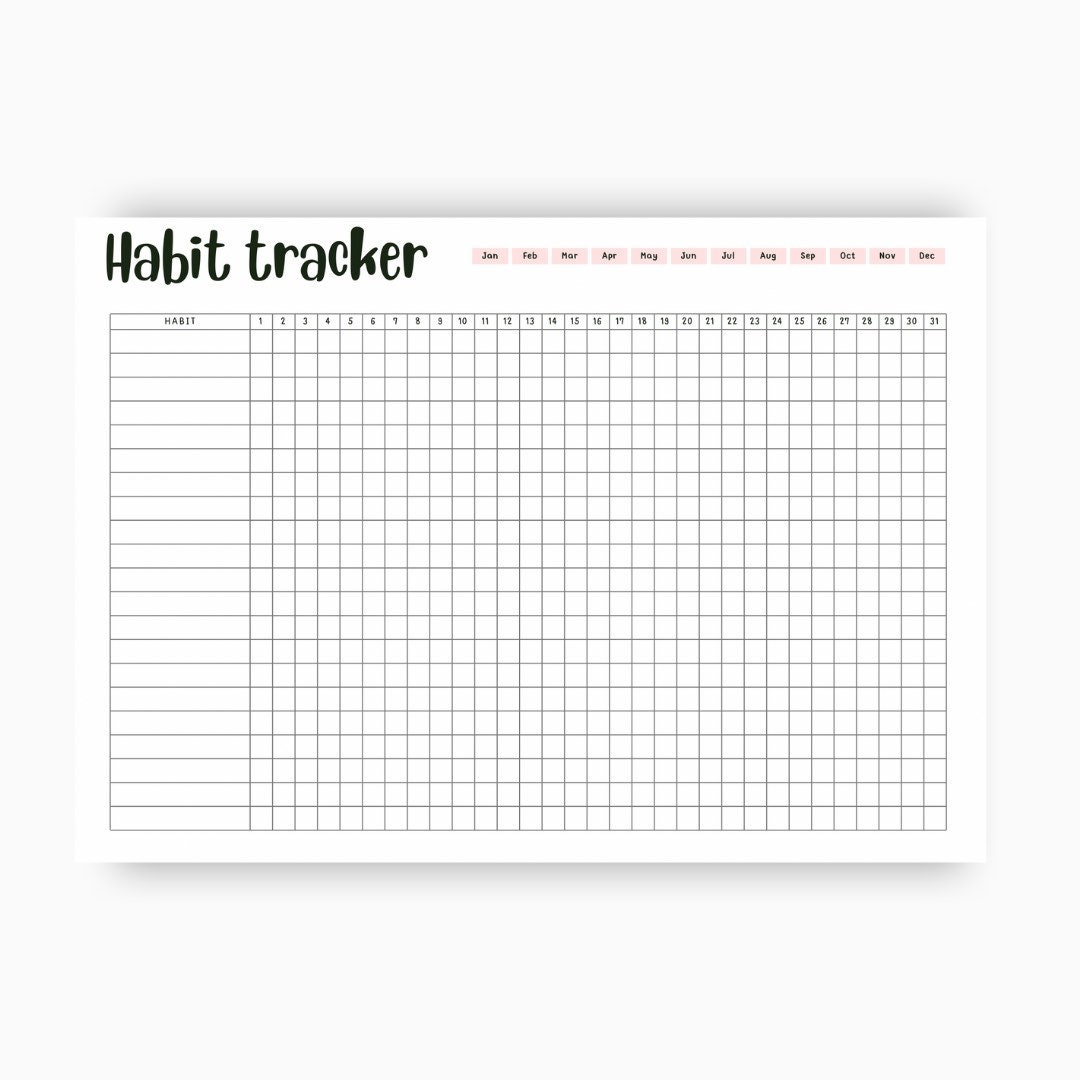 Printable Monthly Habit Tracker, 30 Day Habit Tracker, New Habit ...