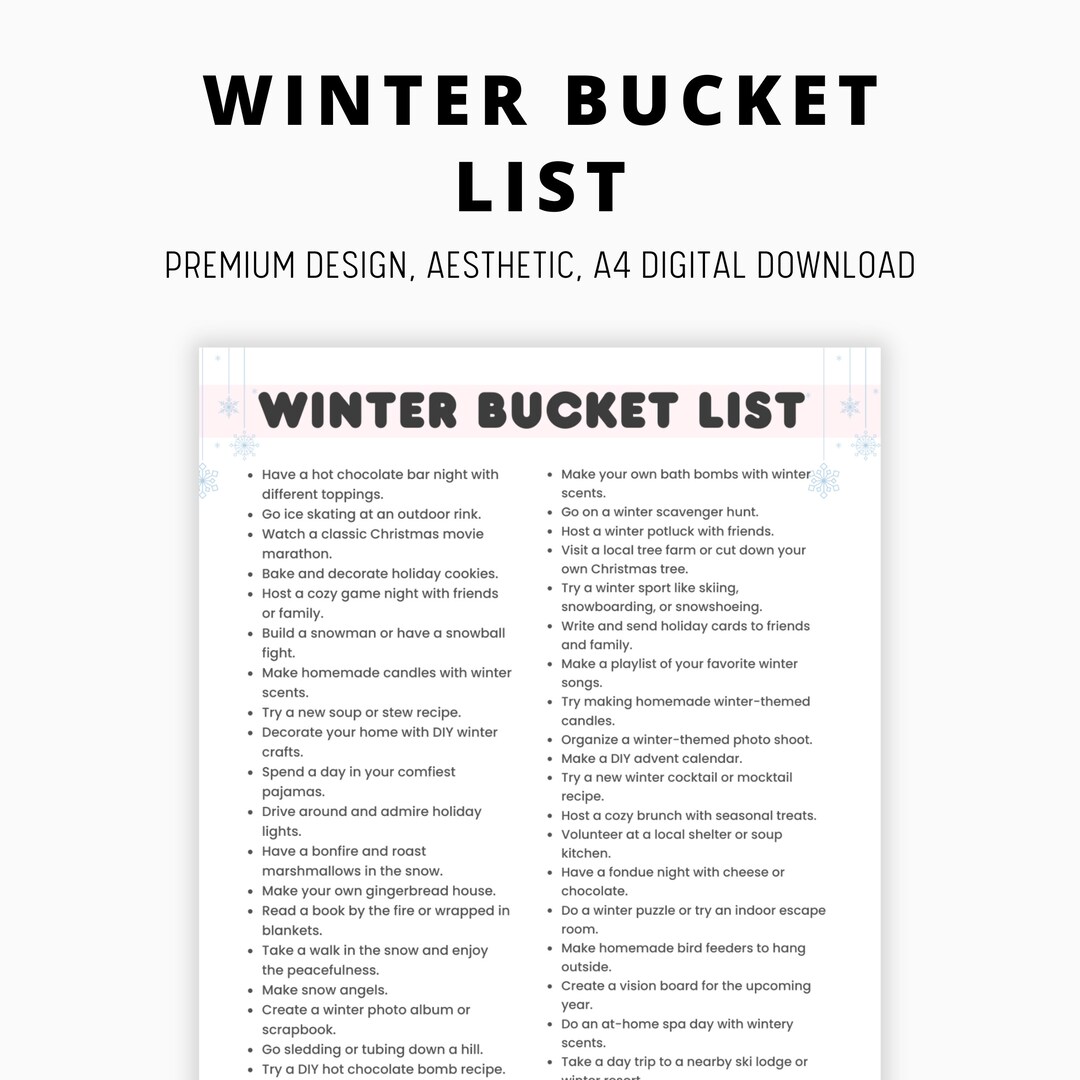 Winter Bucket List, Adhd Winter Activities, Winter to Do List, Winter ...