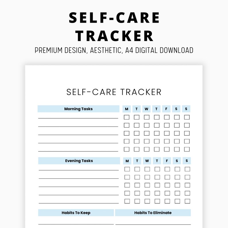 Self Care Checklist, Self-care Tracker, Printable Self Care Journal ...