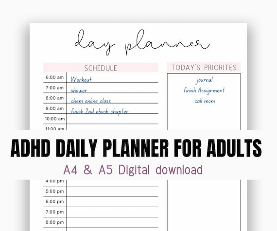 ADHD Daily Planner Adhd Planner for Adults Adhd Day Planner - Etsy
