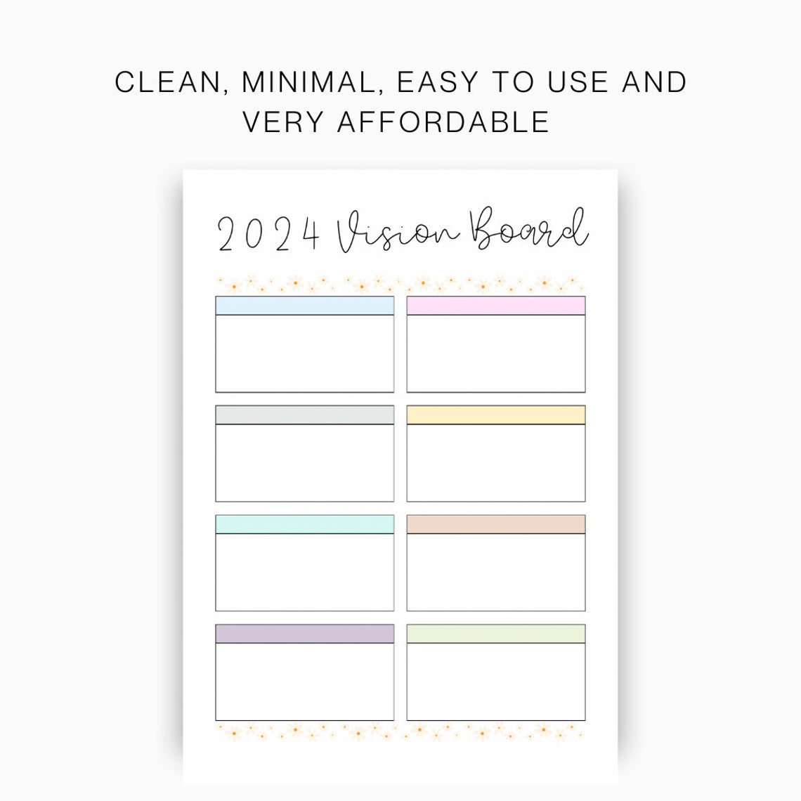 Printable Vision Board, Vision Board Template, 2024 Dream Life Planner ...