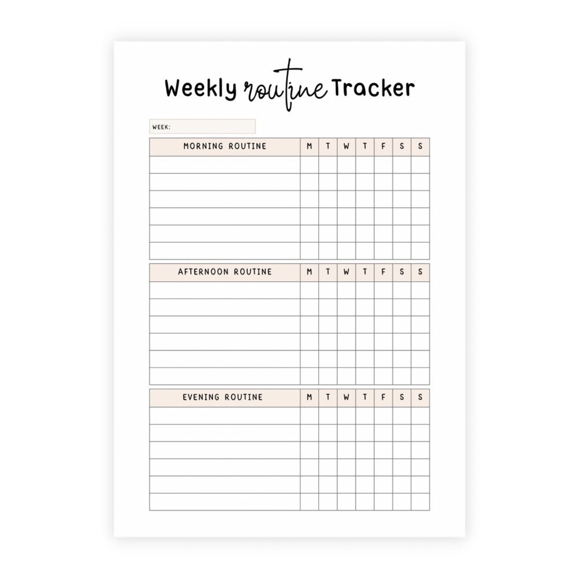 Weekly Routine Tracker, Daily Routine Tracker, Morning Routine Planner ...