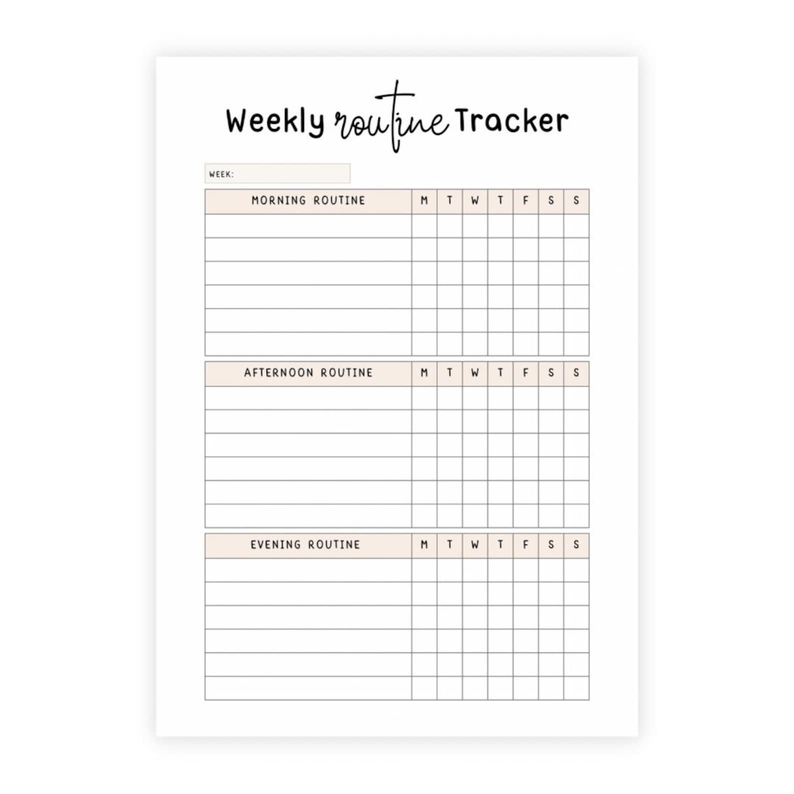 Weekly Routine Tracker, Daily Routine Tracker, Morning Routine Planner ...