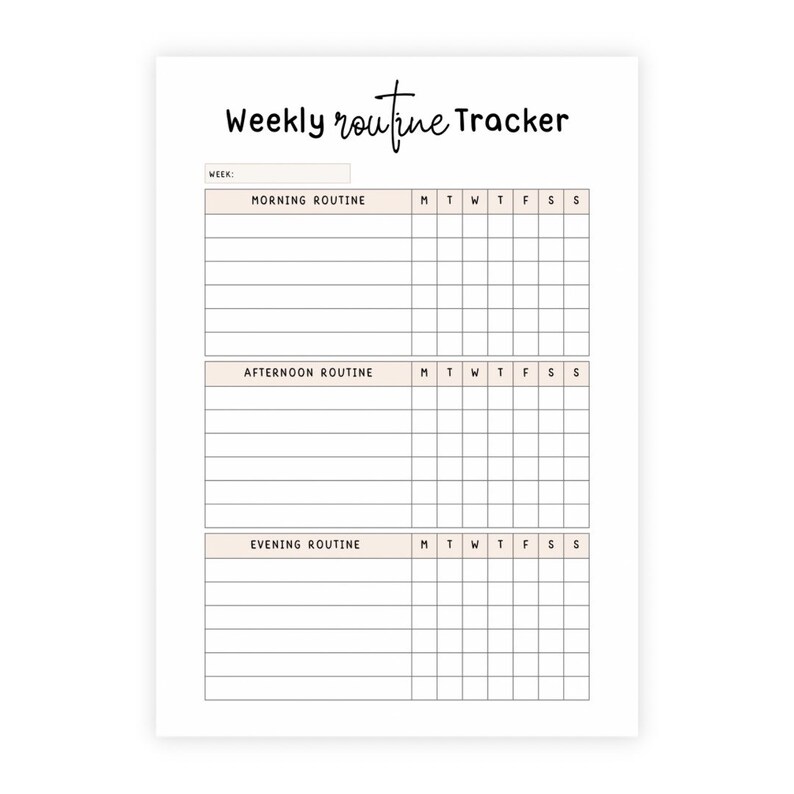 Weekly Routine Tracker, Daily Routine Tracker, Morning Routine Planner ...
