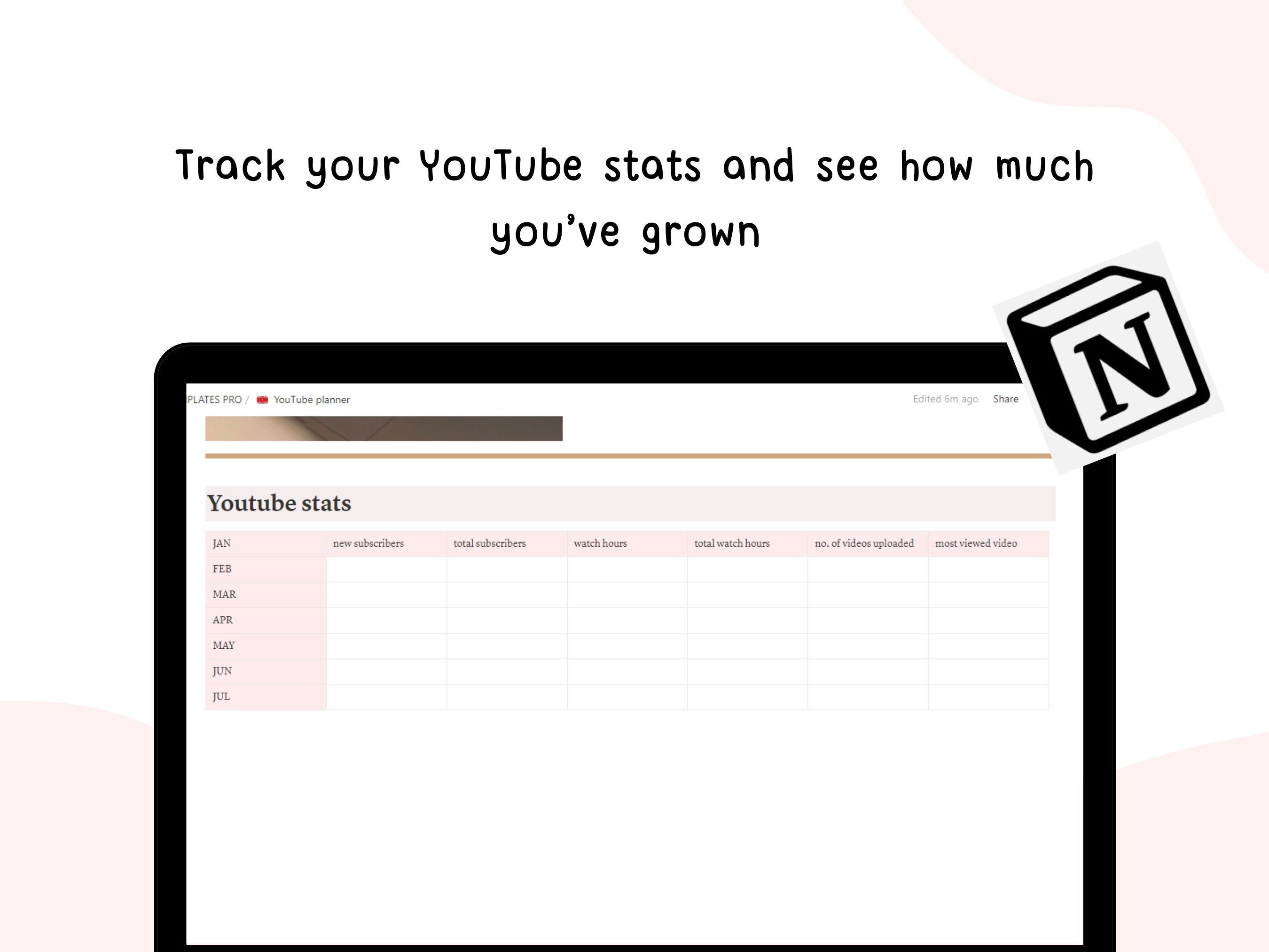 Youtube Planner Notion Template, Aesthetic Notion Template for ...