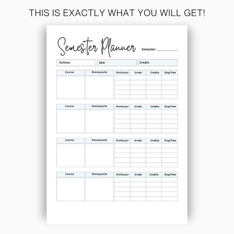 Semester Planner, College Student Essentials, College Freshman Semester ...
