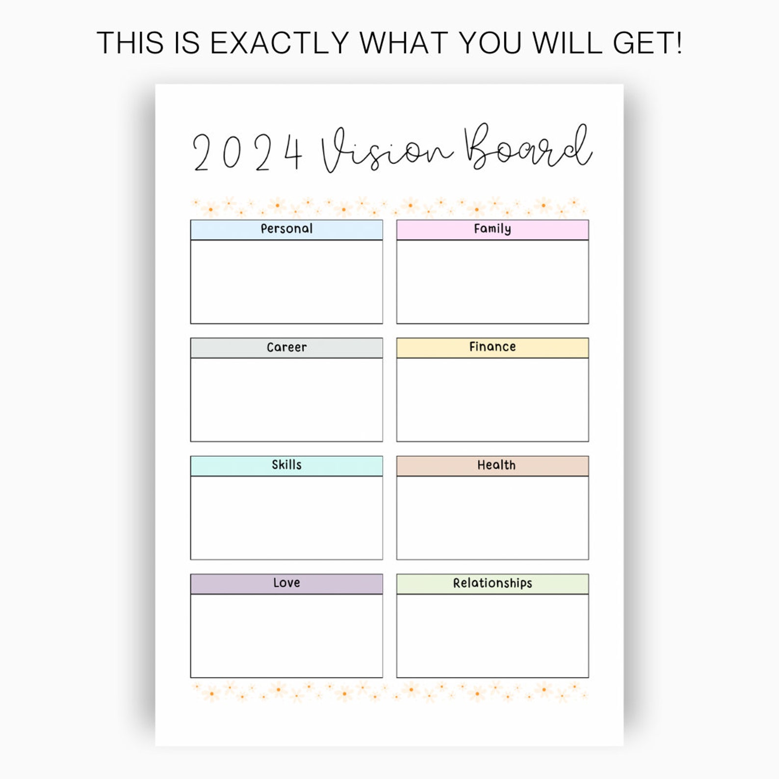 Printable Vision Board, Vision Board Template, 2024 Dream Life Planner ...