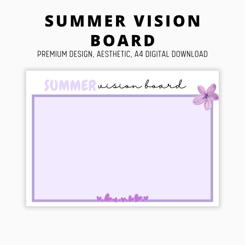Summer Vision Board, Vision Board Template, 2024 Dream Life Planner ...
