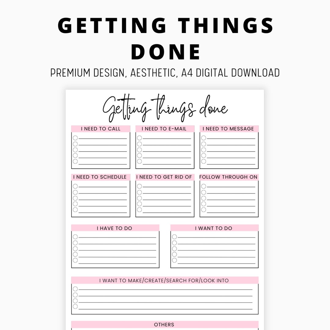 GTD Template, Gtd Planner, Adhd Task Organizer, GTD System, Getting ...