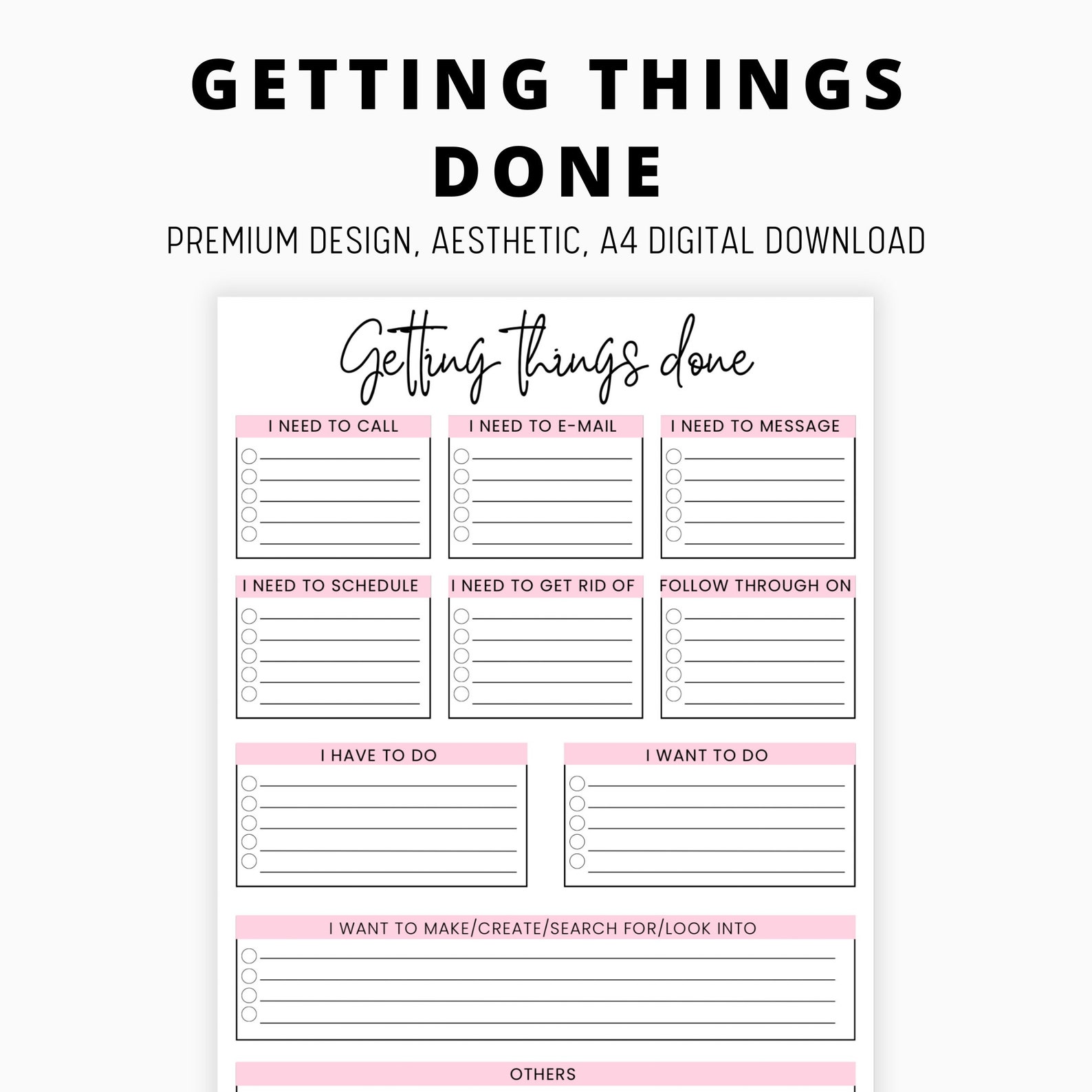 GTD Template, Gtd Planner, Adhd Task Organizer, GTD System, Getting ...