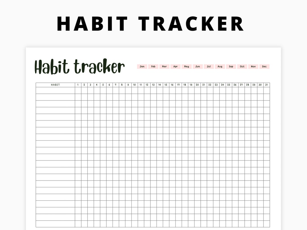 Printable Monthly Habit Tracker, 30 Day Habit Tracker, New Habit ...