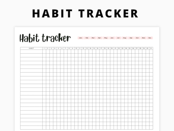Printable Monthly Habit Tracker 30 Day Habit Tracker New - Etsy