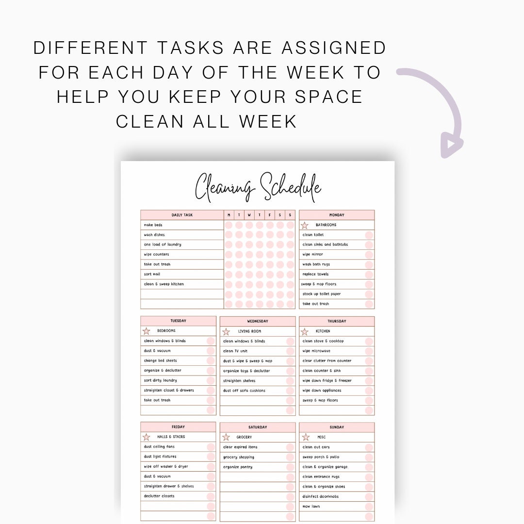 Cleaning Routine Template, Cleaning Schedule Checklist, Physical Deep ...