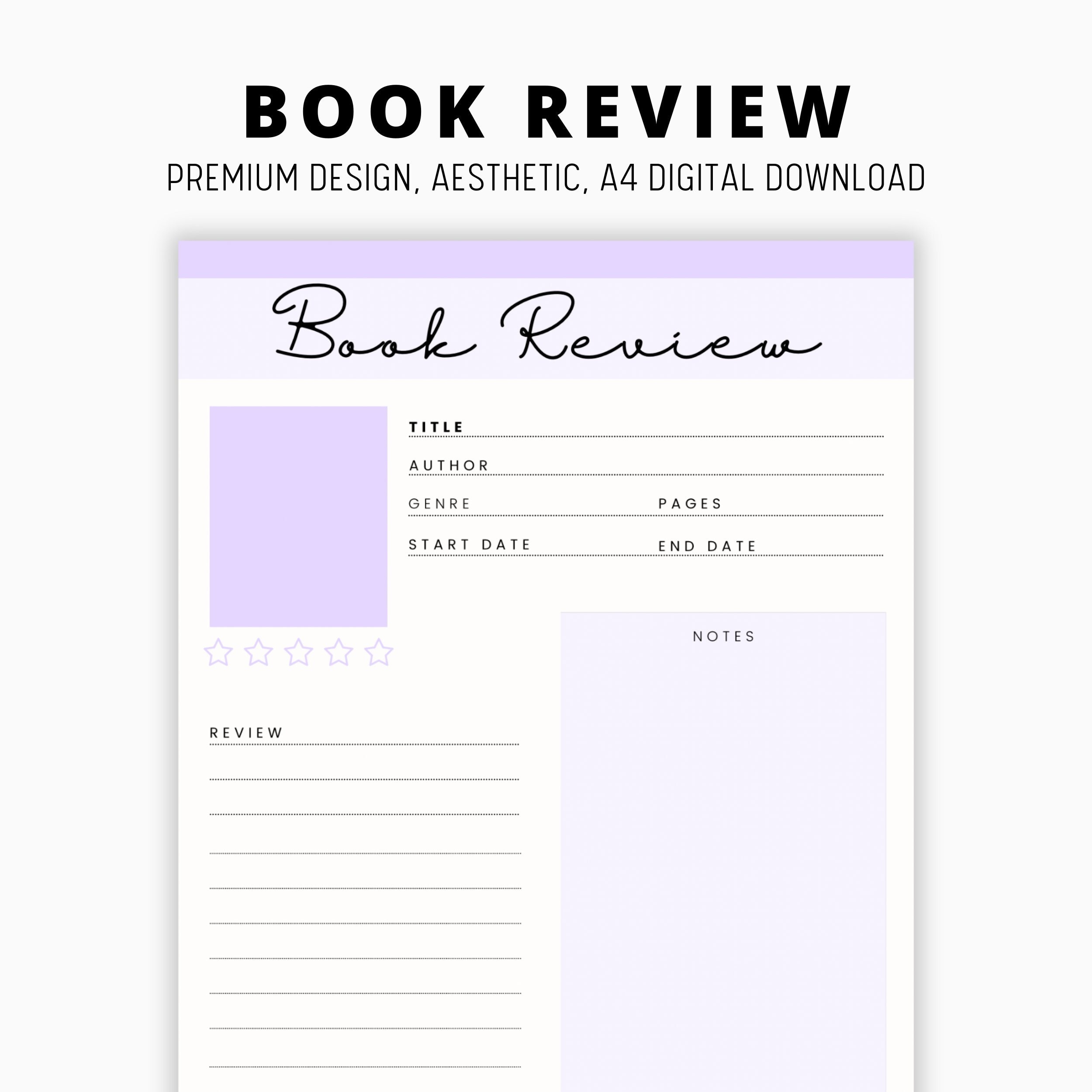Book Review Template, Printable Reading Journal, Book Review Planner ...