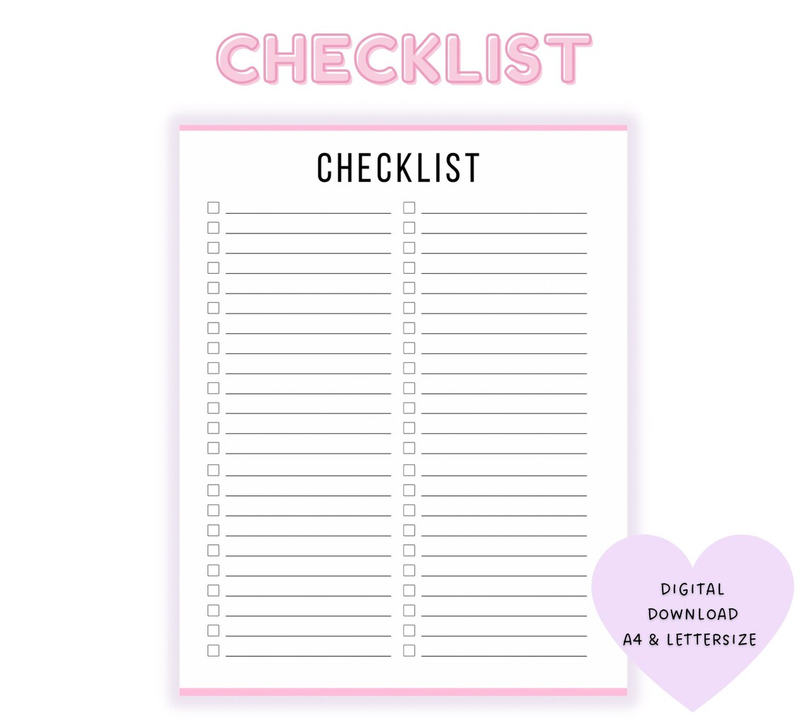 Printable Blank Checklist Printable Checklist Template to Do - Etsy