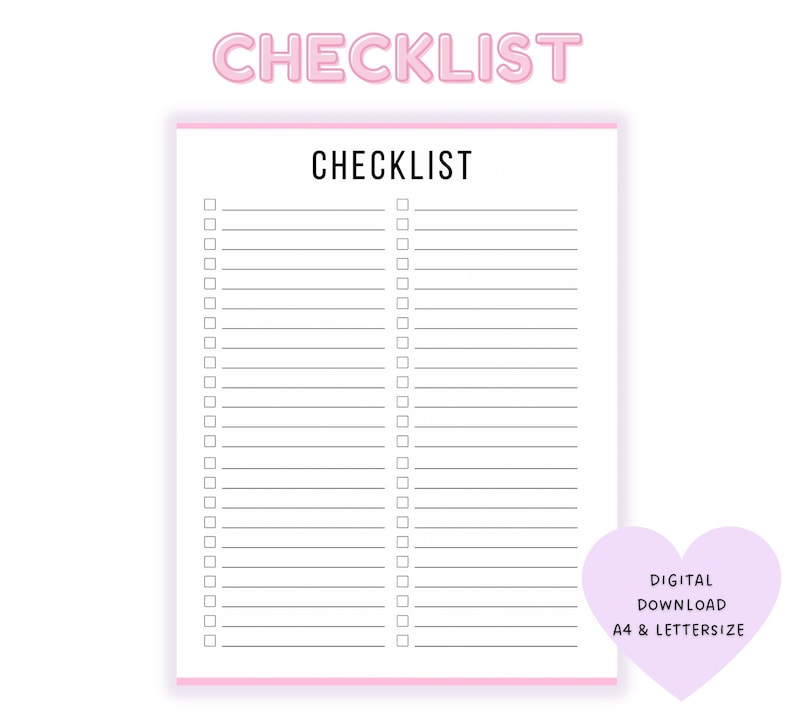Printable Blank Checklist Printable Checklist Template to Do | Etsy