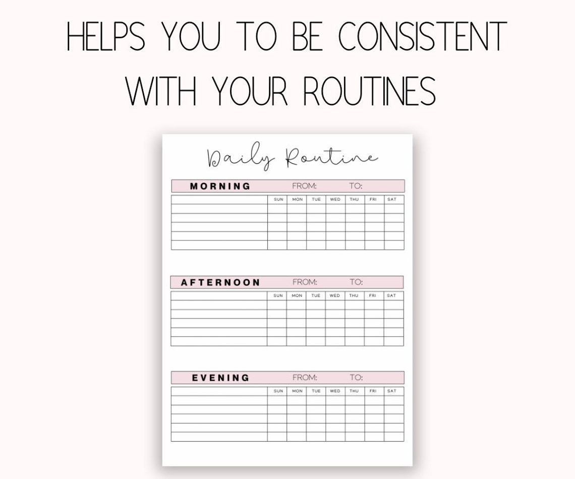 Daily Routine, Daily Routine Planner, Morning Routine, Daily Routine ...