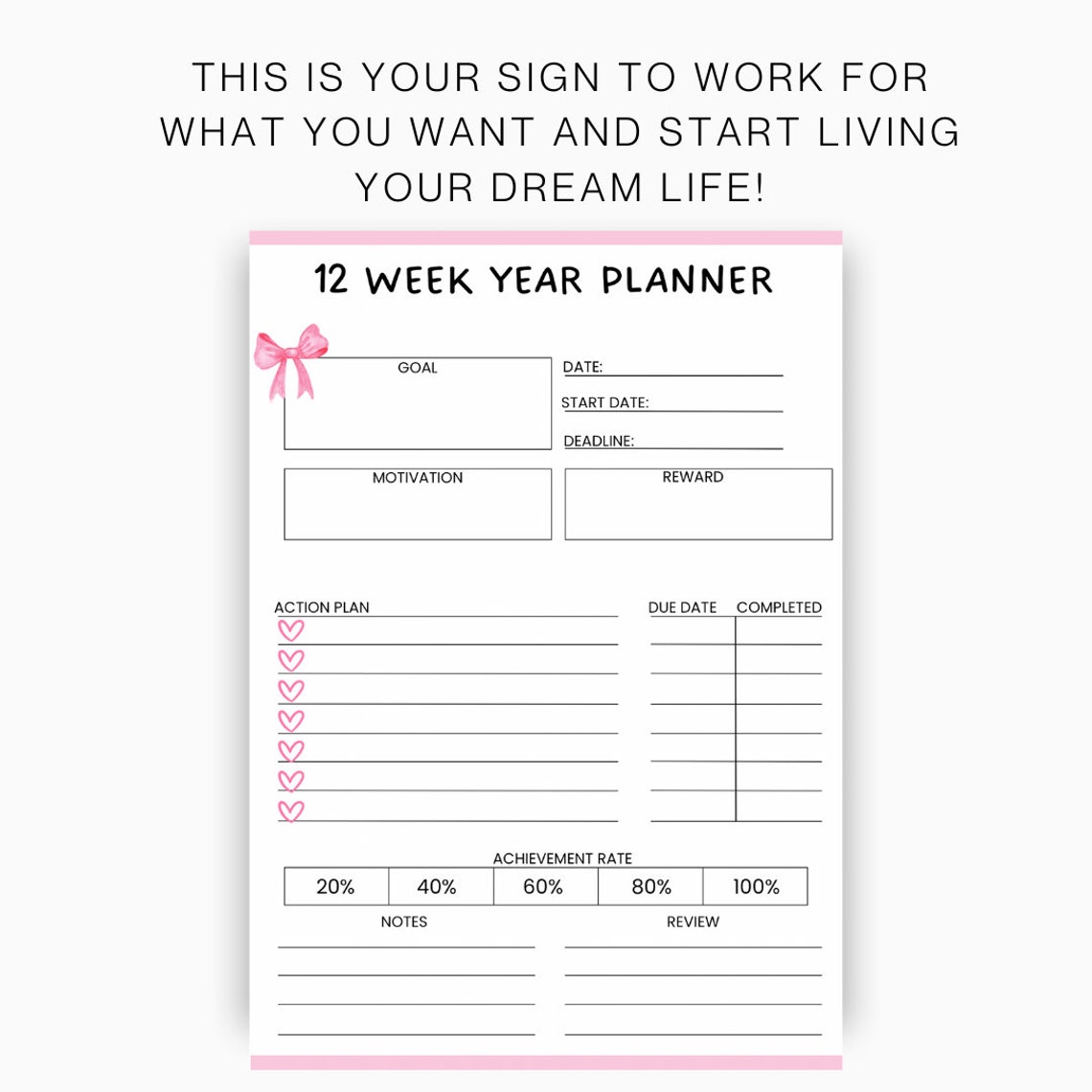 12 Week Year Planner, Goal Planner, Project Management System ...