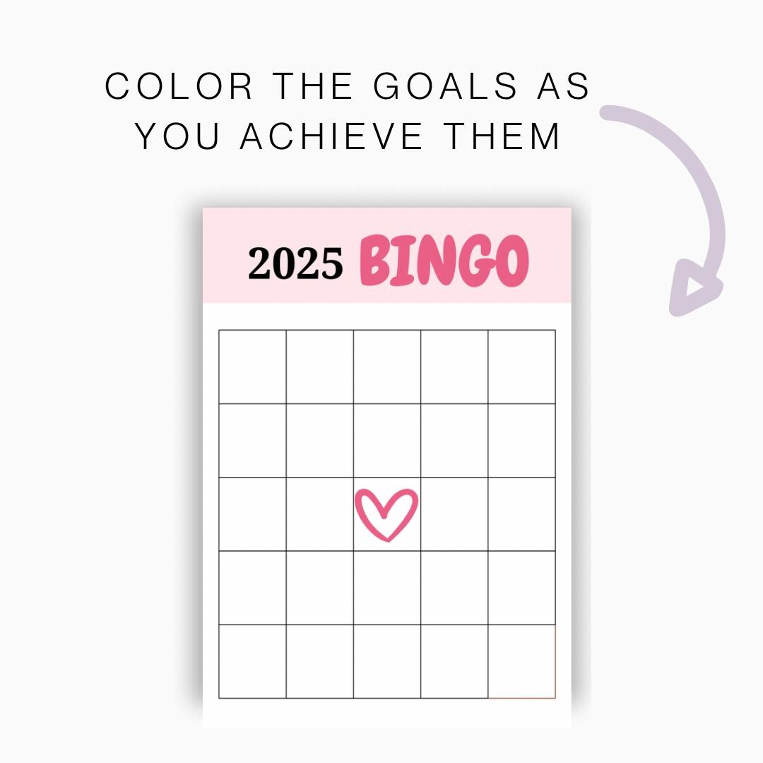 2025 Bingo Card, 2025 Goals Bingo Card, Vision Board, Goal Setting ...