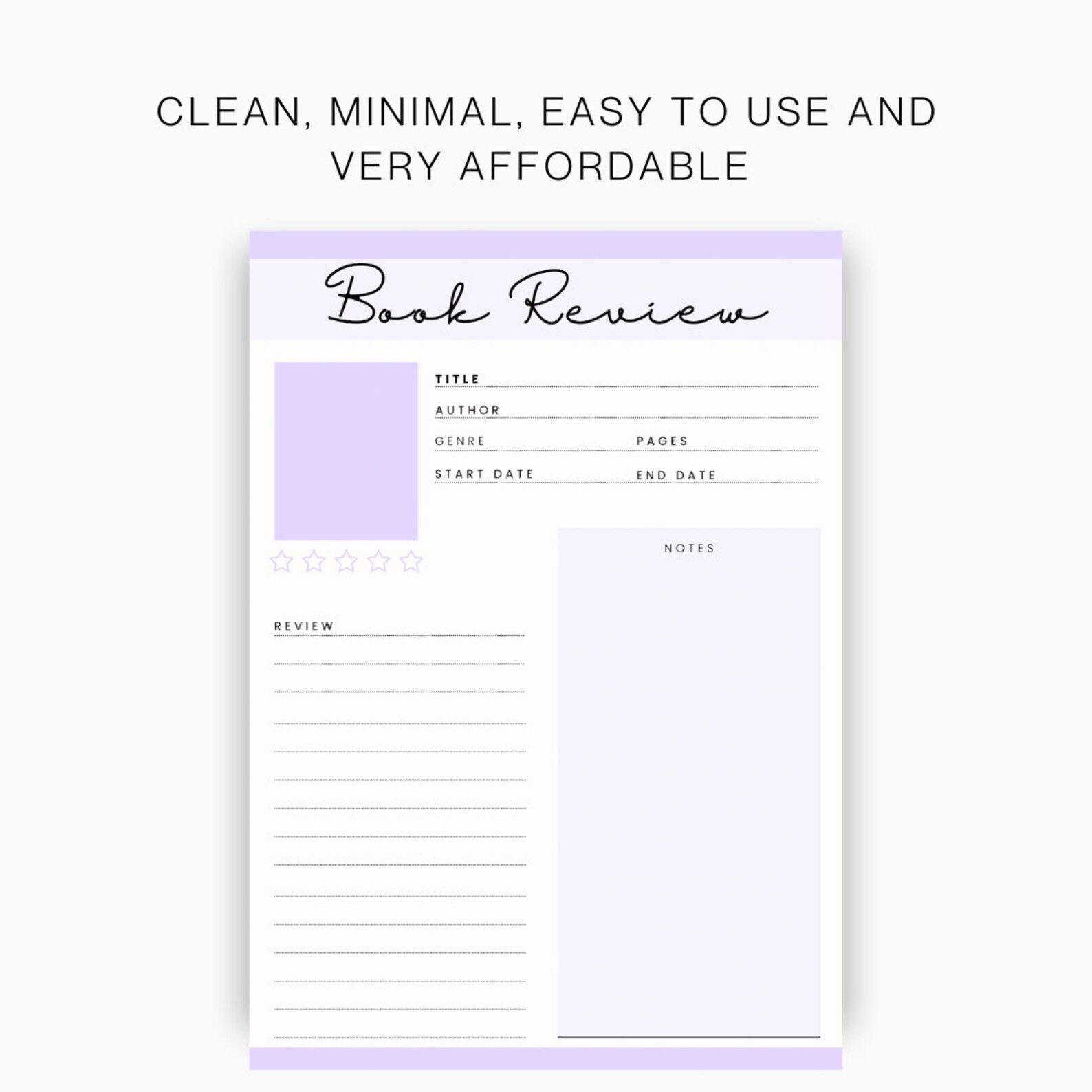 Book Review Template, Printable Reading Journal, Book Review Planner ...