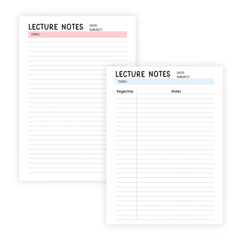 Lecture Notes, Printable Lecture Notes, Note Taking, Student Notes ...