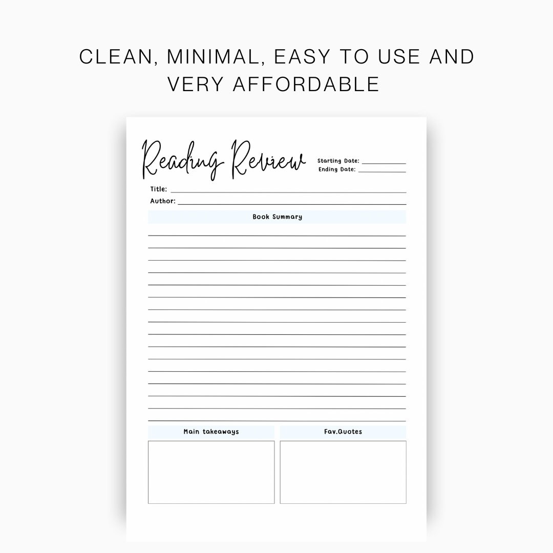 Book Review Template, Reading Journal Printable, Book Summary, Reading ...