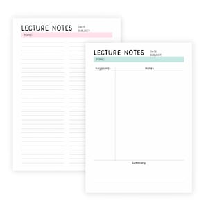 Lecture Notes, Printable Lecture Notes, Note Taking, Student Notes ...