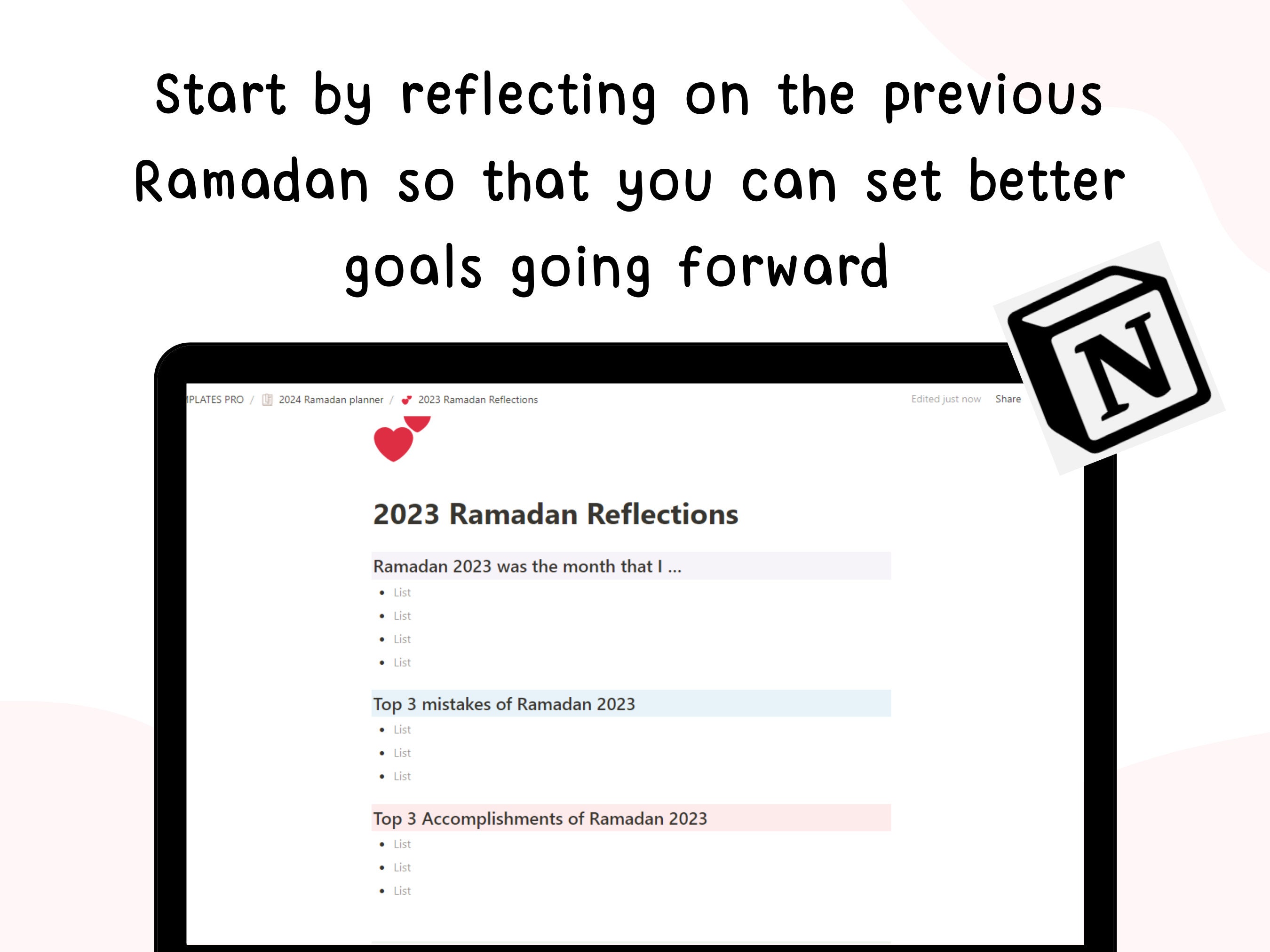 2024 Ramadan Planner Notion Template, Quran Journal, Muslim Journal, Ramadan Journal, Islamic ...