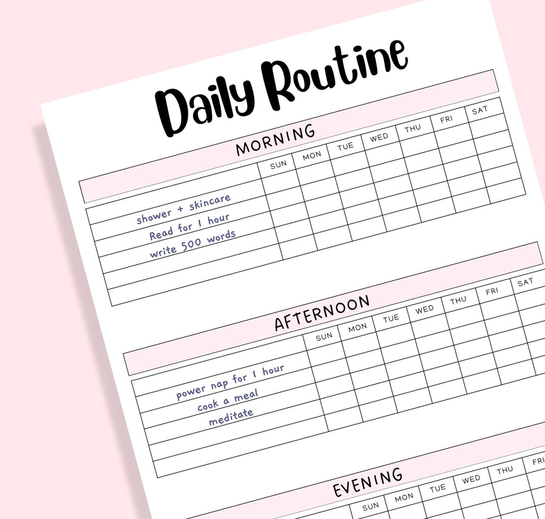 Daily Routine Printable, Daily Routine Tracker, Morning Routine Planner ...