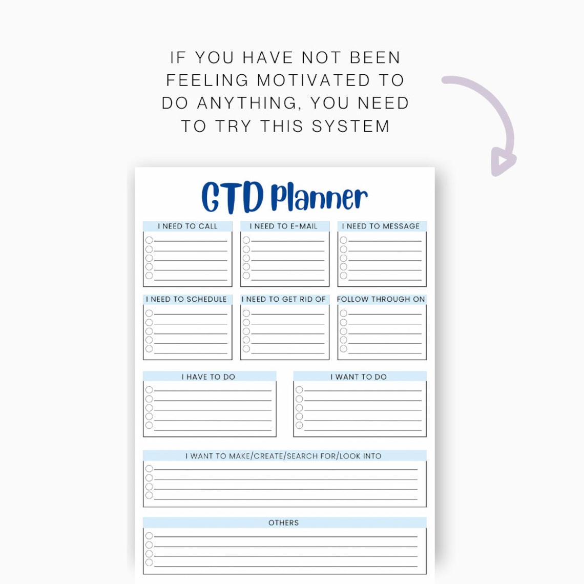 GTD Template, Gtd Planner, Adhd Task Organizer, GTD System, Getting ...