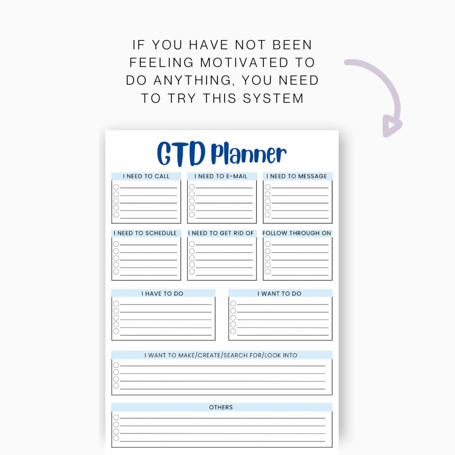 GTD Template, Gtd Planner, Adhd Task Organizer, GTD System, Getting ...
