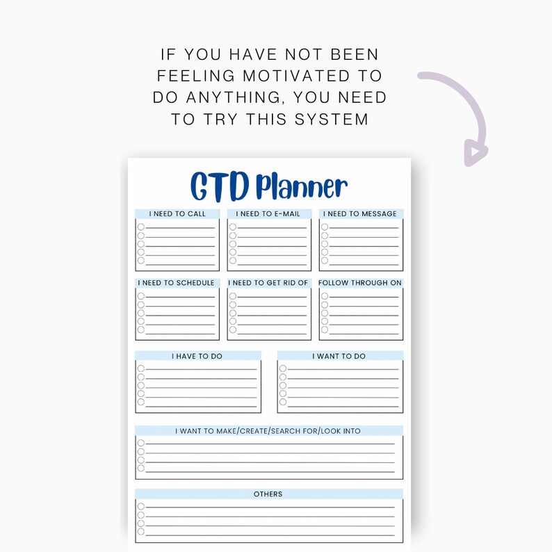 GTD Template, Gtd Planner, Adhd Task Organizer, GTD System, Getting ...