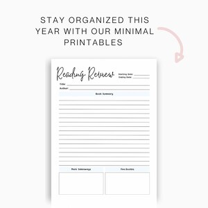 Book Review Template, Reading Journal Printable, Book Summary, Reading ...