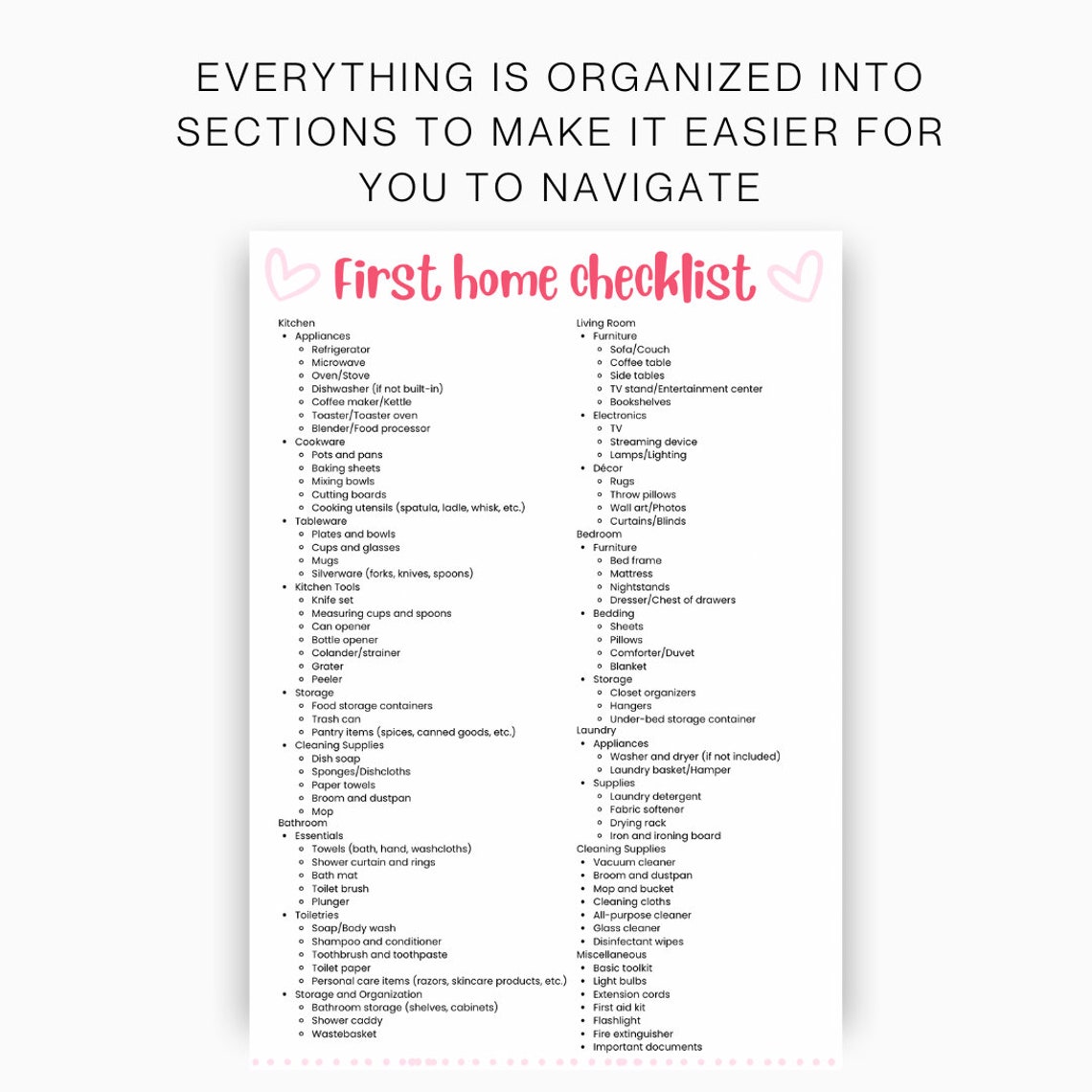 New Home Checklist, First Apartment Checklist, First Home Essentials ...