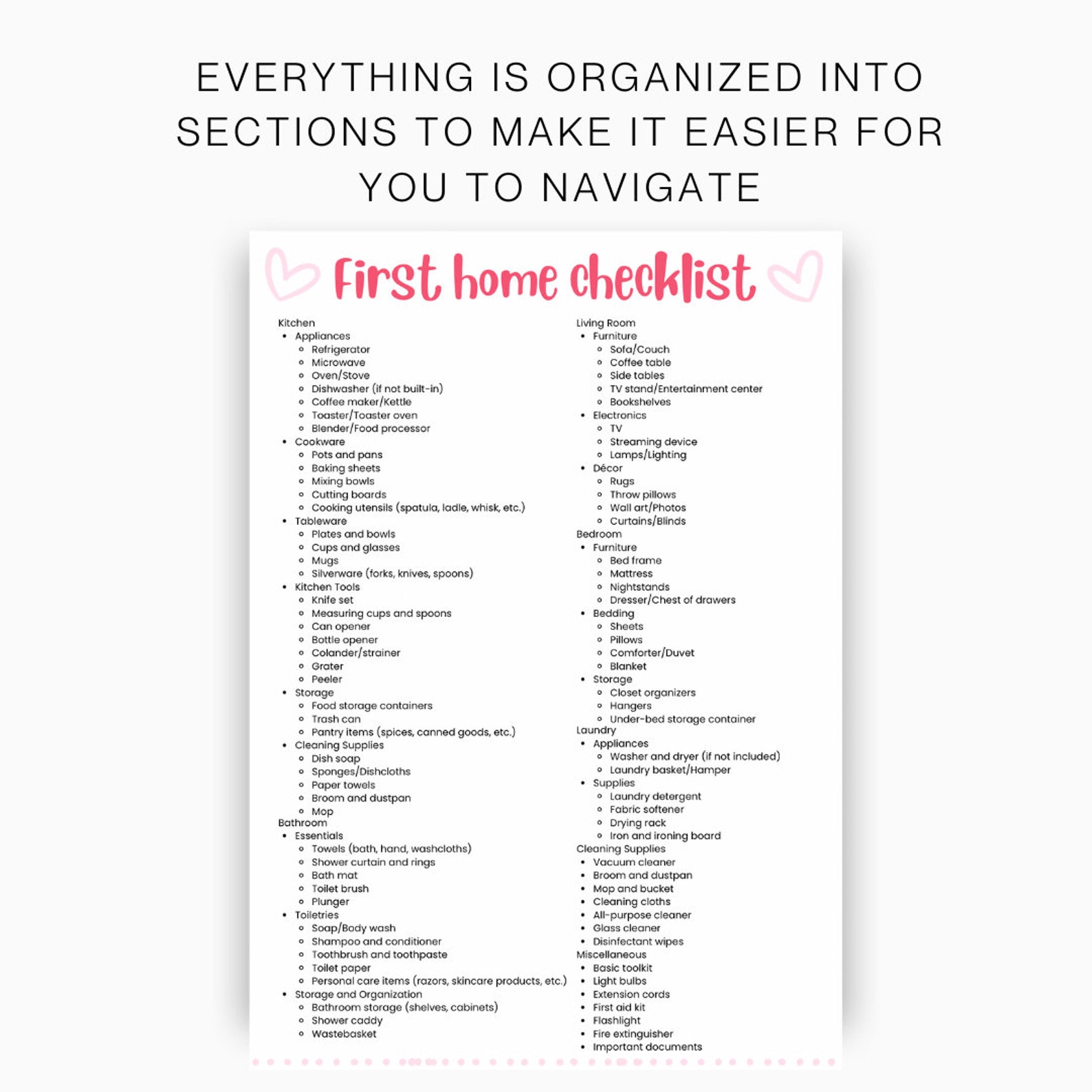 New Home Checklist, First Apartment Checklist, First Home Essentials ...