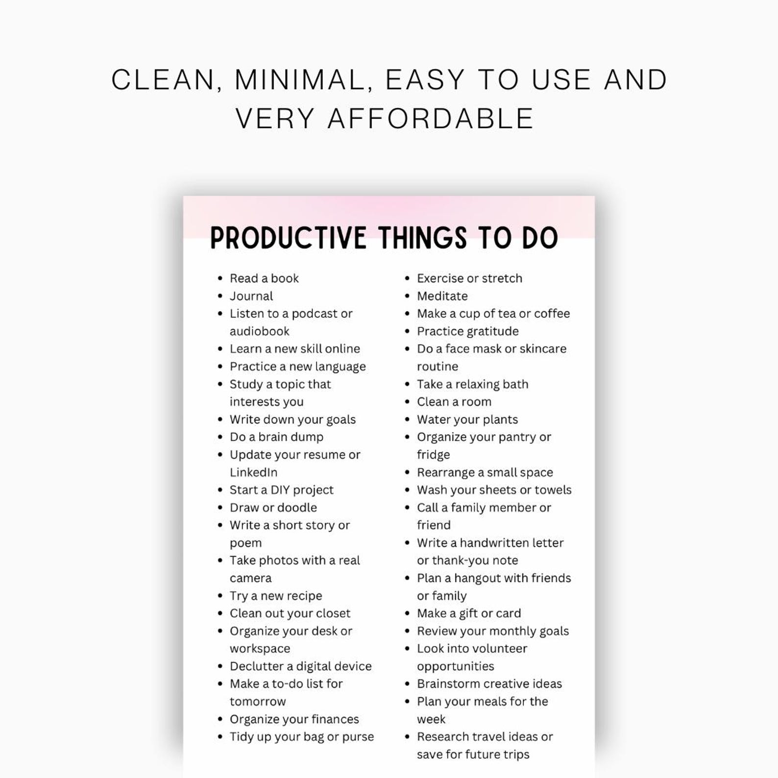 Productive Things to Do, Free Activities to Do When Bored, Simple Tasks ...