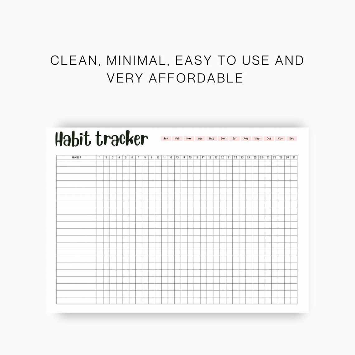 Printable Monthly Habit Tracker, 30 Day Habit Tracker, New Habit ...