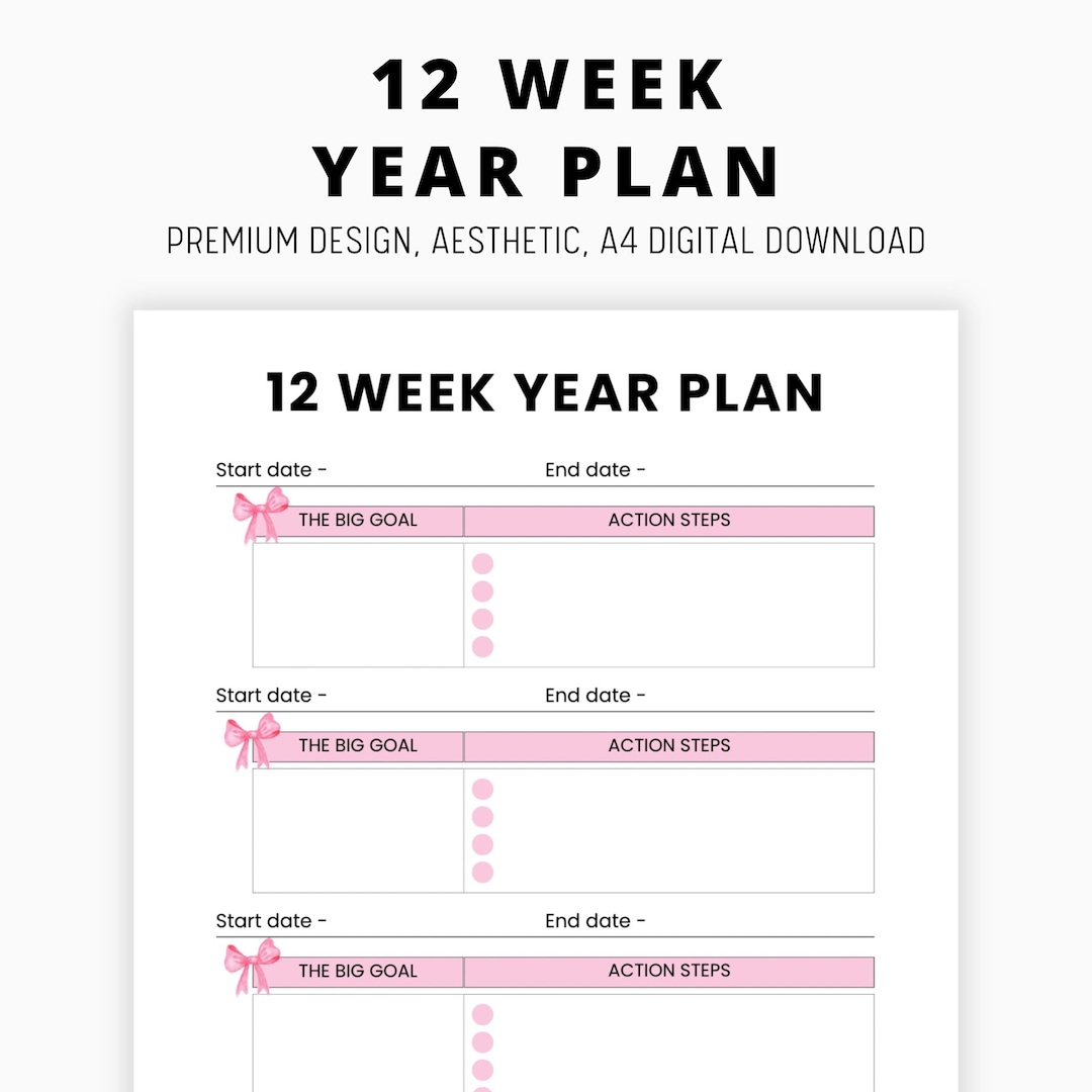 12 Week Year Planner, Goal Planner, Project Management System ...
