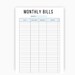 Bill Payment Tracker, Monthly Bill Planner, Monthly Payment, Monthly ...