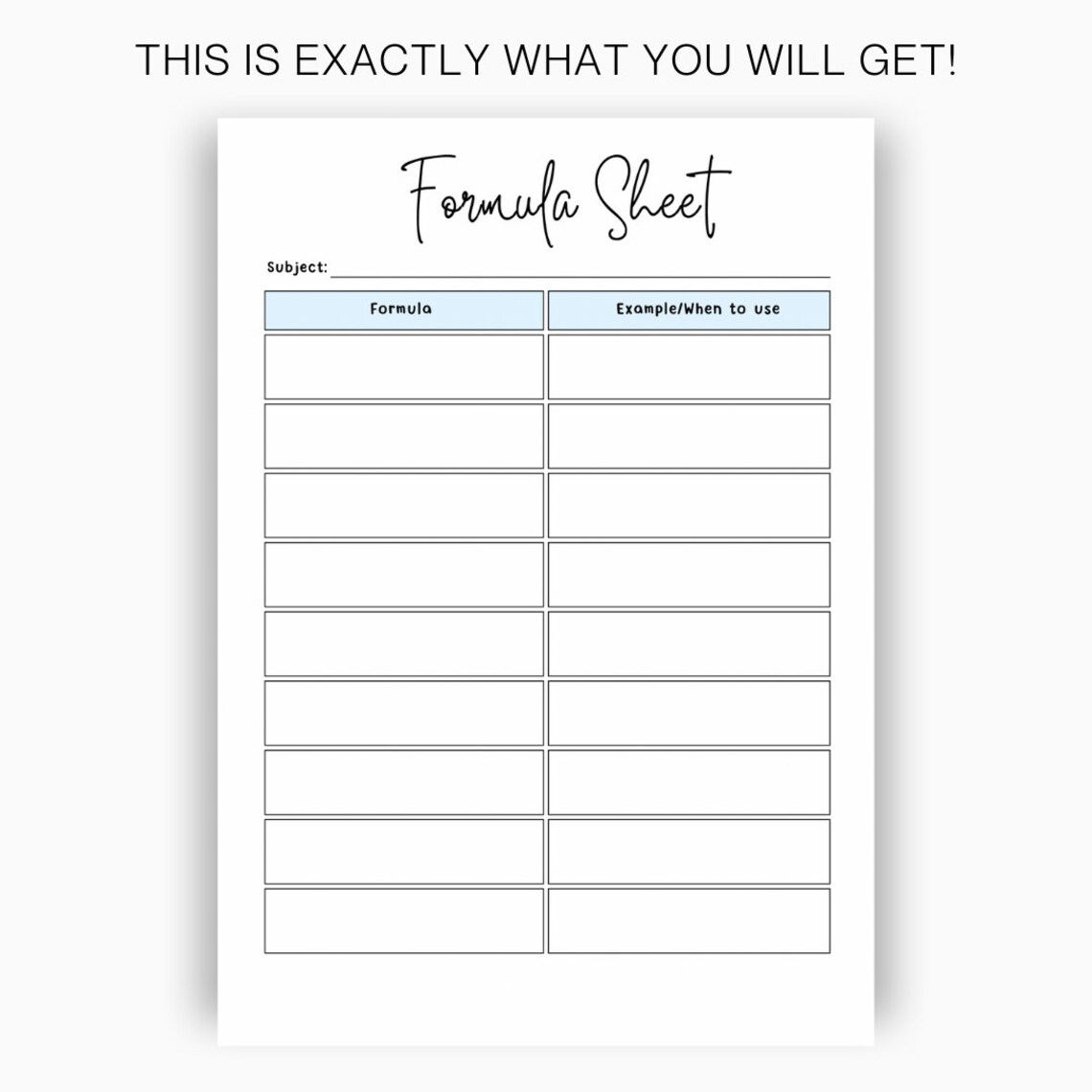 Formula Sheet, Printable Equation Sheet, Study Essential, Maths ...