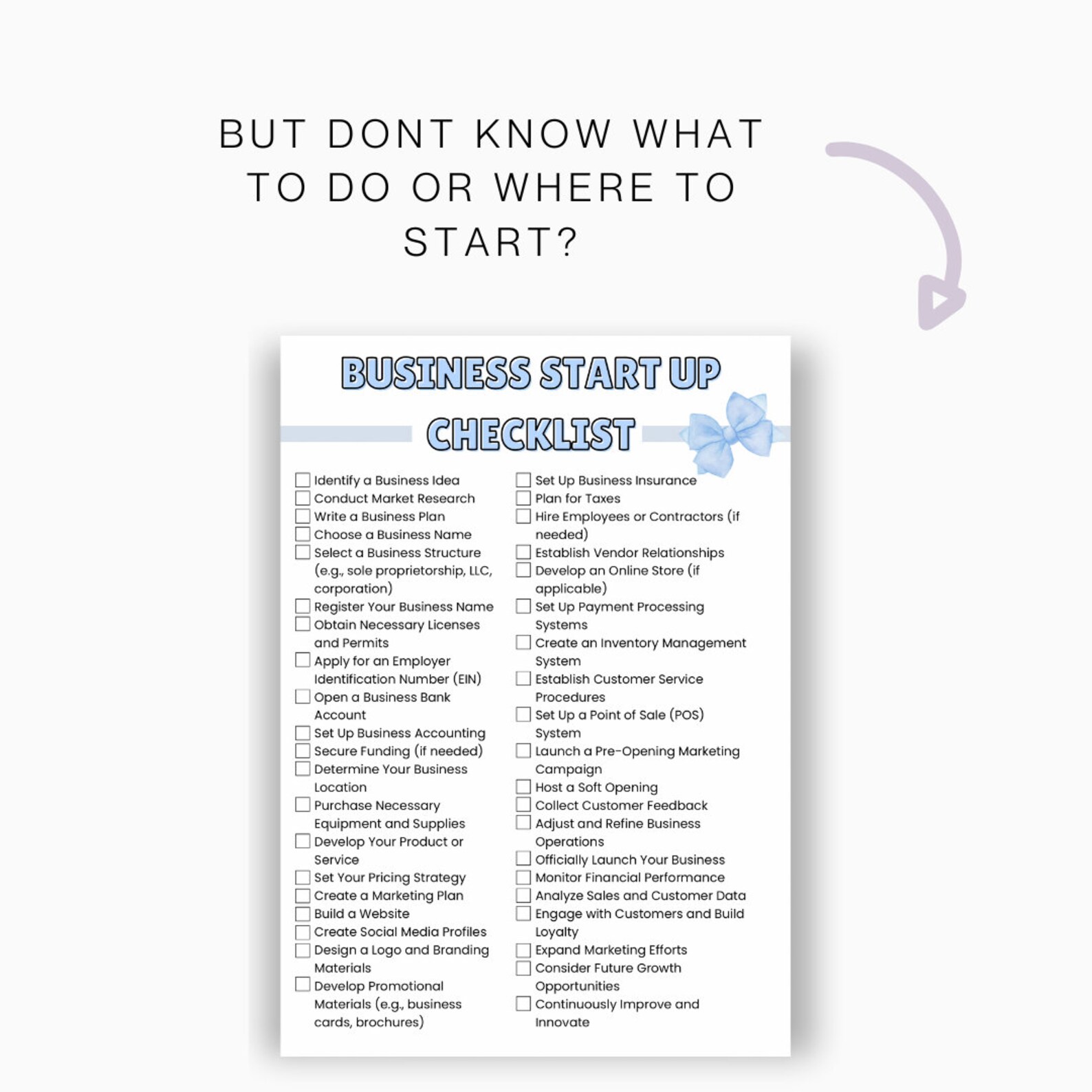 Small Business Start up Launch Checklist , Start a Small Business to Do ...