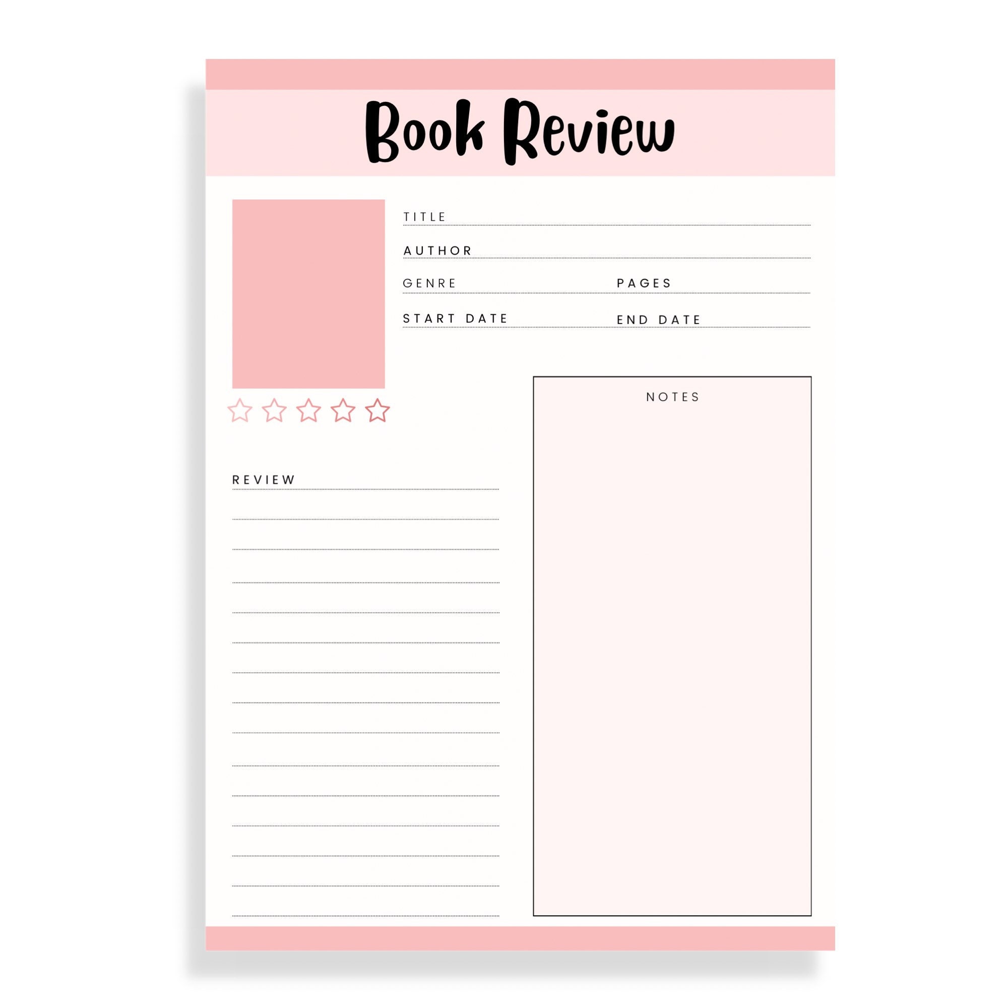 Book Review Template, Printable Reading Journal, Book Review Planner ...