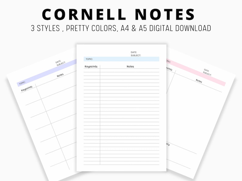 Cornell Notes Method, Printable Cornell Notes Template, Blank Cornell ...